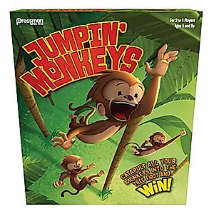 Pressman Jumpin' Monkeys: Catapult Your Monkeys Into The Tree to Win, Multi, 5"