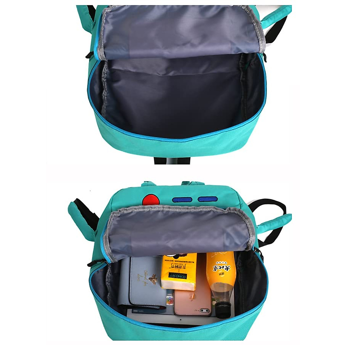 Kawaii School Backpack for Girls Boys Back to School Aesthetic Cute Adorable Canvas Bag Handheld Game Console Style Peacock Blue, Green