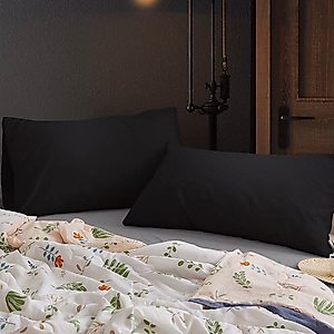 BEDSUM Microfiber Standard Pillowcases Set of 2, Soft Wrinkle Resistant and Easy Care Pillow Cases with Envelope Closure for Kids, 20x26 inches, Black