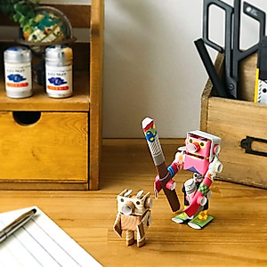 PIPEROID Andy & Pino Art Prodigy & Wooden Doll - Japanese 3D Paper Puzzle DIY Robot kit for Kids and Origami Kit for Adults
