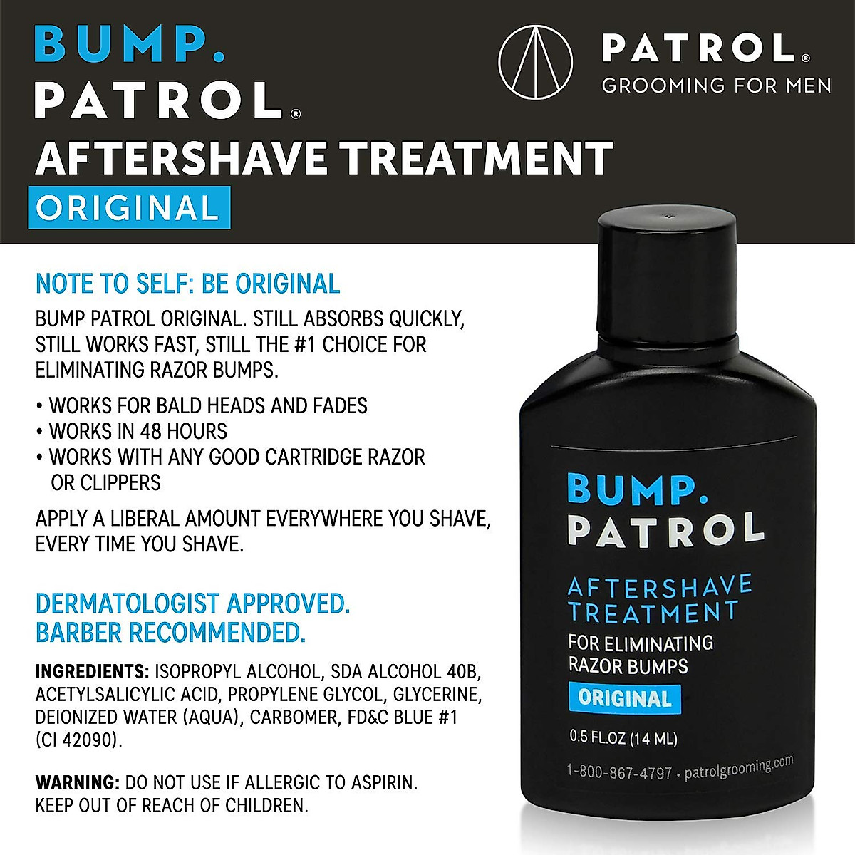 Bump Patrol Original Formula After Shave Bump Treatment Serum - Razor Bumps, Ingrown Hair Solution for Men and Women - 0.5 Ounce
