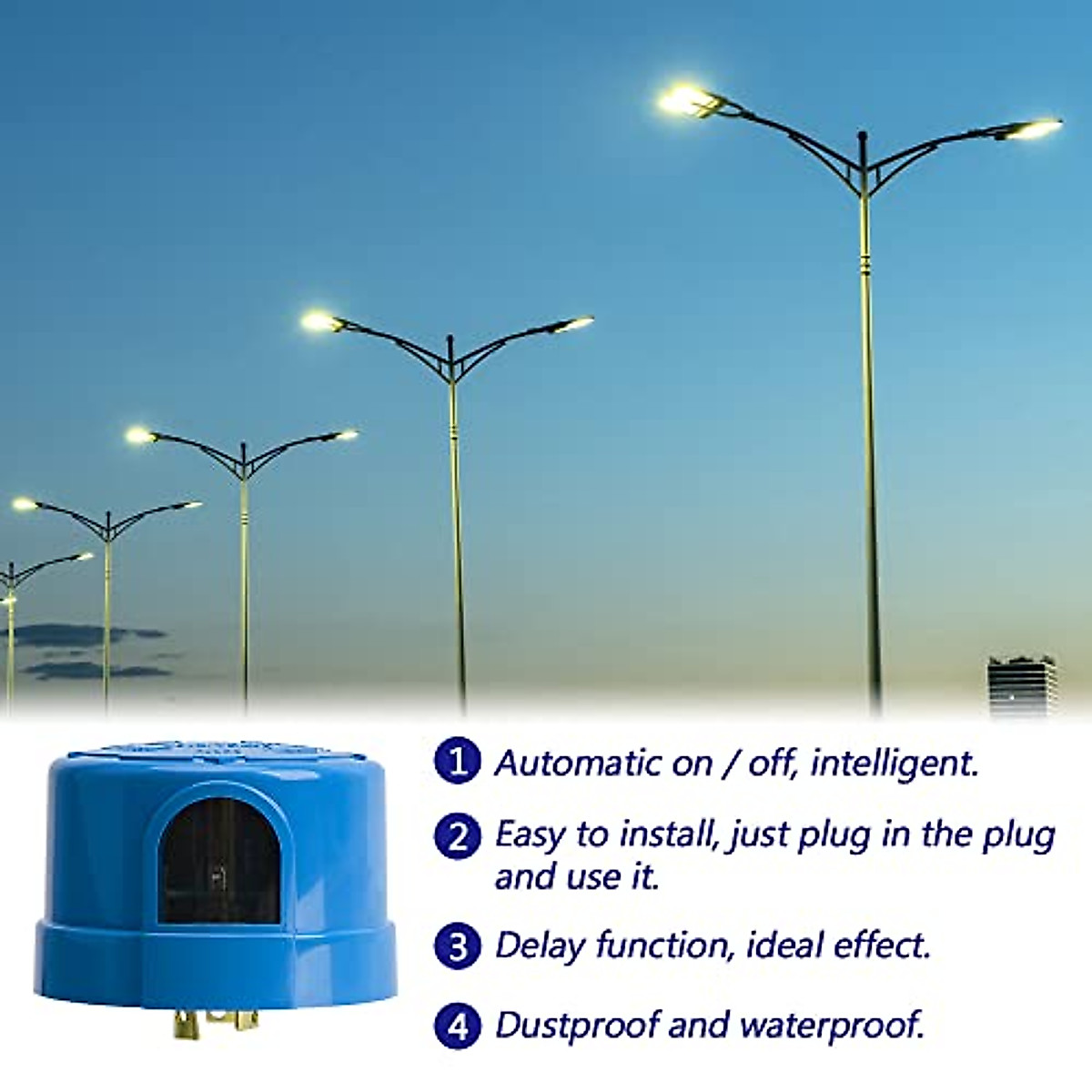 YXQ Photocell Sensor, NK-CA/E10A Auto On Off Photocell Switch, Twist Lock Photocell for LED Barn Light, Area Light, Street Light, Parking Lot Lights Dusk to Dawn Light Sensor, Blue