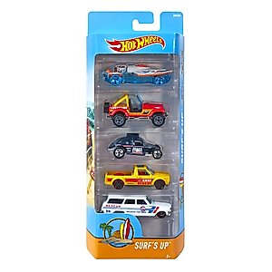 Hot Wheels Die-Cast Vehicle 5 Pack - Surf's Up ~ Includes: Mad Splash, CJ-7, Custom VW Beetle, VW Caddy, '64 Chev Nova Station Wagon