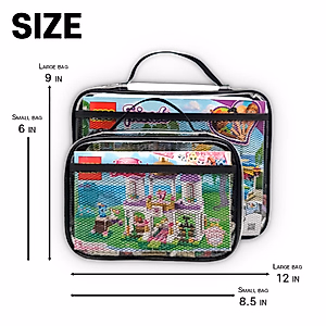 Holay 4 Packs PVC Zippered Blocks Set, Toy, Clay Storage Organizer Case (Name Tag, Manual Pocket) (4 Large)