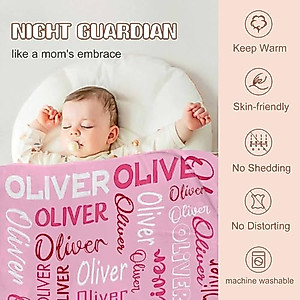 PerStudio Personalized Baby Blanket Custom Name Blankets Throws for Kids Boys Girls Customized Christmas Birthday Gifts for Adults