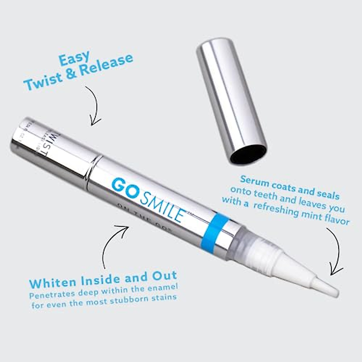 GO SMILE On The Go Teeth Whitening Pen, Teeth Whitener & Stain Remover Self Care Gifts for Women & Men - Whitening Strips Alternative - Travel Size for Gift Basket or Stocking Stuffers, Mint, 1.3mL