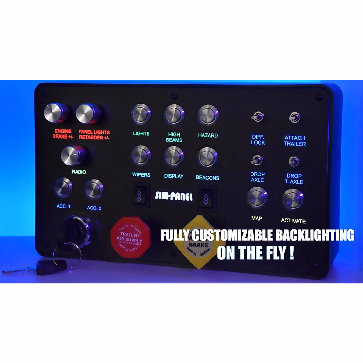 SIM-PANEL Classic ATS/ETS2 Button Box for American Truck Simulator (ATS/ETS2 Button Box w/Communications and VESA Compatibility)