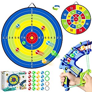 Dart Board for Kids,12 Sticky Balls,1 Toy Gun,2 Dart Bullets Set,Kids Toys Gifts for 3 4 5 6 7 8 9 10 11 12 Year Old Boys and Girls Safe Indoor Outdoor Outside Party Sports Games for Ages 3+ Boy Girl