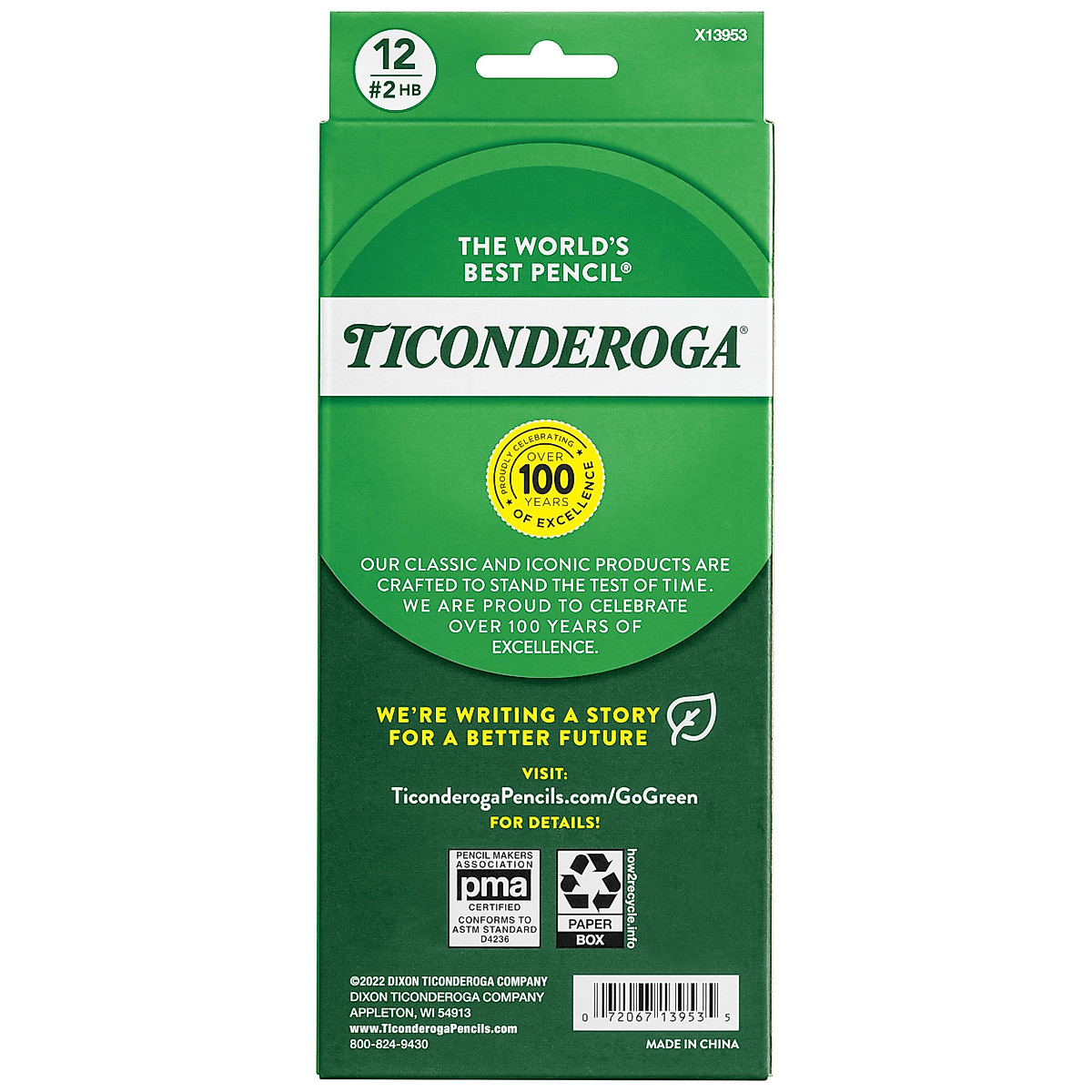 Ticonderoga Wood-Cased Pencils, Unsharpened, 2 HB Soft, Black, 12 Count