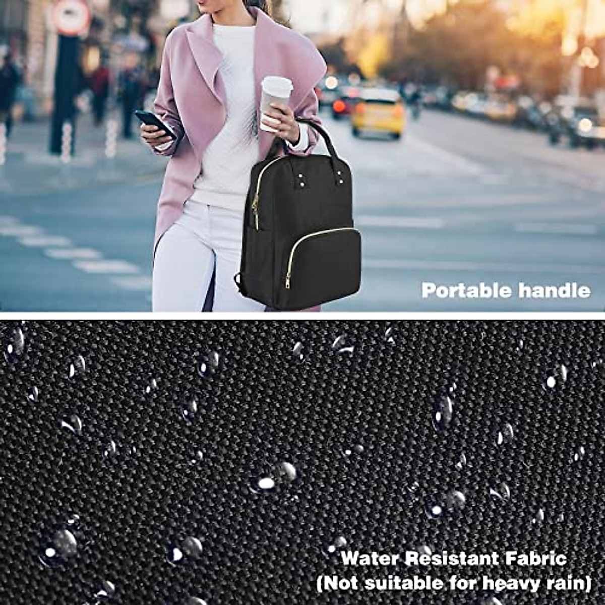 Laptop Backpack Women, Computer Backpack Women, Lightweight Backpack for Travel, Stylish Women Work Bag, College Casual Daypack 15.6 Inch, Waterproof Business Computer Backpack for Ladies Nurse, Black