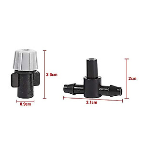 Plastic Mist Nozzle Sprinkler Tee Joints Spray Heads for Misting Watering Plant Flower Cooling System Home Garden Irrigation, 20pcs (Black)
