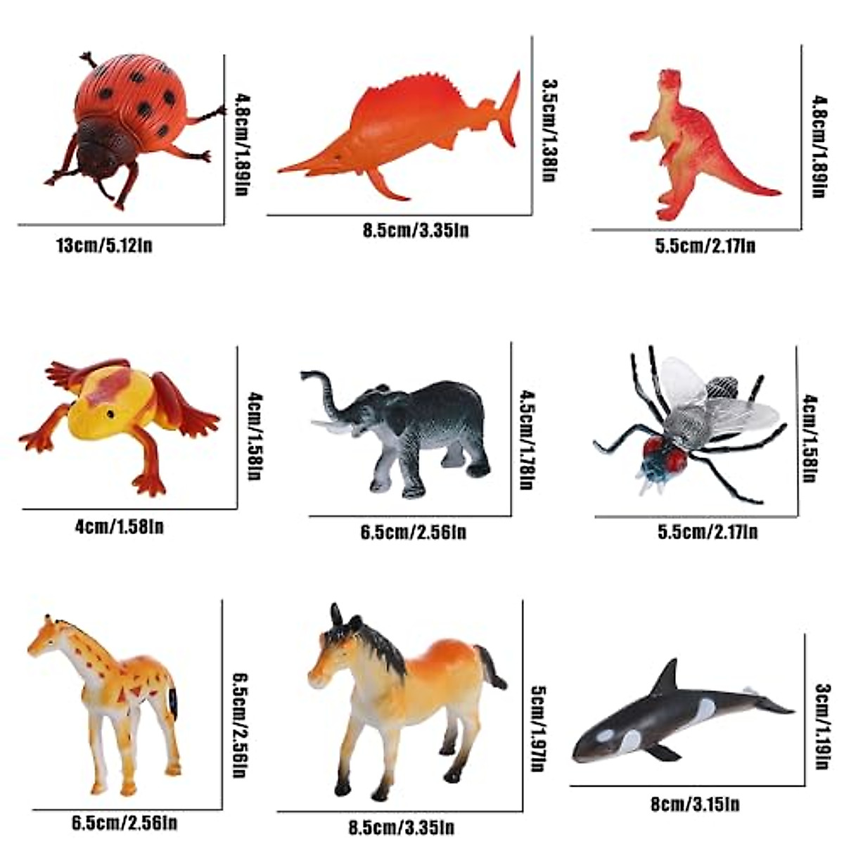 Animal Figures, 72 PCS Realistic Mini Dinosaur Insect Sea Farm Reptile Wild Jungle Animal Toys, Zoo Animals Playset, Cake Topper Party Favors for Kids 1, 2, 3 Year Olds