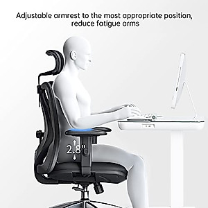 SIHOO Ergonomic Office Chair, Big and Tall Office Chair, Adjustable Headrest with 2D Armrest, Lumbar Support and PU Wheels, Swivel Computer Task Chair for Office, Tilt Function Computer Chair