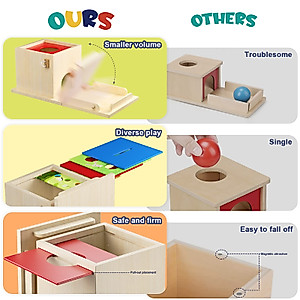 BRYSETEN 4-for-1 Montessori Toys for 1-2 Year Old Early Learning Toy for Baby 12-18 Months Object Permanence Box Christmas Birthday Gifts for Kids Sensory Education Wooden Toy for 1-3 Year Old Kids