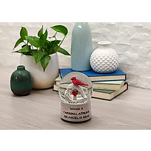 Elanze Designs Cardinal Bereavement Grief Loss When A Cardinal Appears an Angel is Near Cross Wings Bird Comfort Funeral 100MM Musical Glitter Snow Globe Plays Tune Amazing Grace