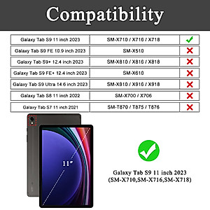 Soke Case for Samsung Galaxy Tab S9 2023 [SM-X710/X716B/X718U]-Premium Shock Proof Stand Folio Case, Multi-Viewing Angles, Soft TPU Back Cover for Galaxy Tab S9 11 inch Tablet, Black