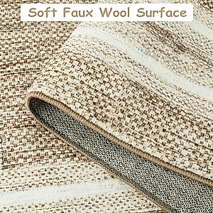 Sungea Bordered Indoor Door Mat 2x3,Non-Slip Machine Washable Entryway Rug,Low-Pile Faux Wool Super Soft Front Door Rug,Foldable Area Rugs for Bathroom Stair(Tan)