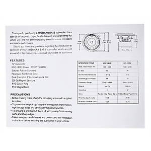 New American Bass Xr-10D4 2000 Watt 10 Inch Dual 4 Ohm Subwoofer Car Audio Sub