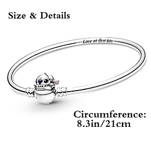 IBAGKE 925 Sterling Silver Bracelet for charm bangle Love at first bite engraved Fit 928 Sterling Silver Charms Bracelet for Women for Christmas Valentine Day Gift