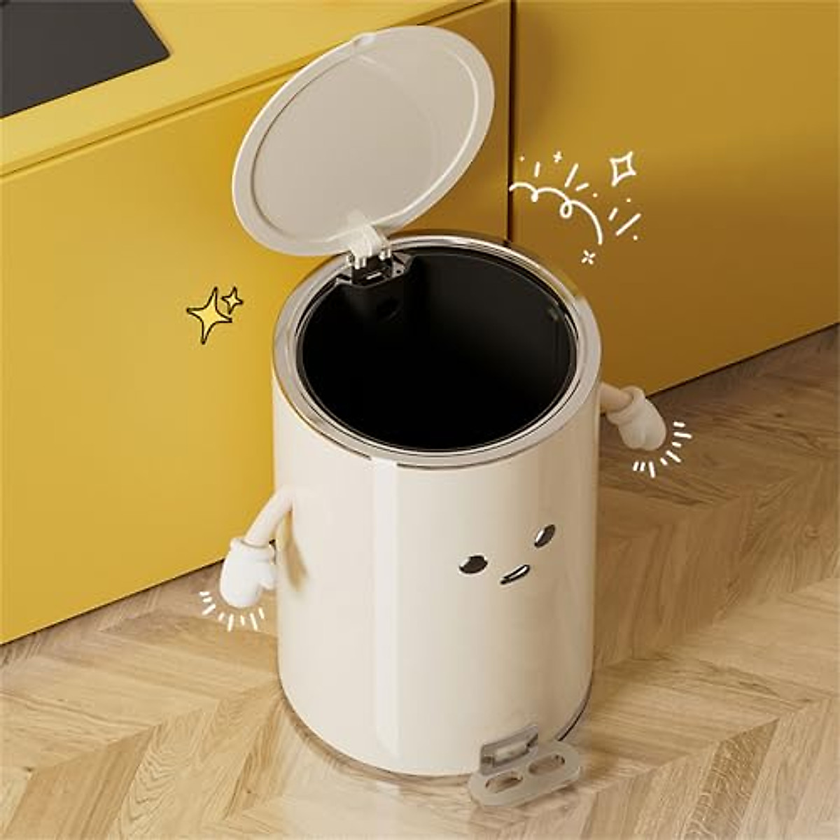 PASNMKvn 8L Trash Can Quiet Closing Garbage Can with Foot Pedal and Soft Close Lid for Odor Control