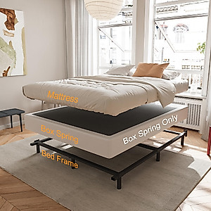 Bednowitz King Box Spring，5 Inch Low Profile Metal Boxspring with Non-Slip Fabric Bed Cover, Sturdy Heavy Duty Steel Structure Bed Base, Noise-Free Mattress Foundation, Easy Assembly，Black