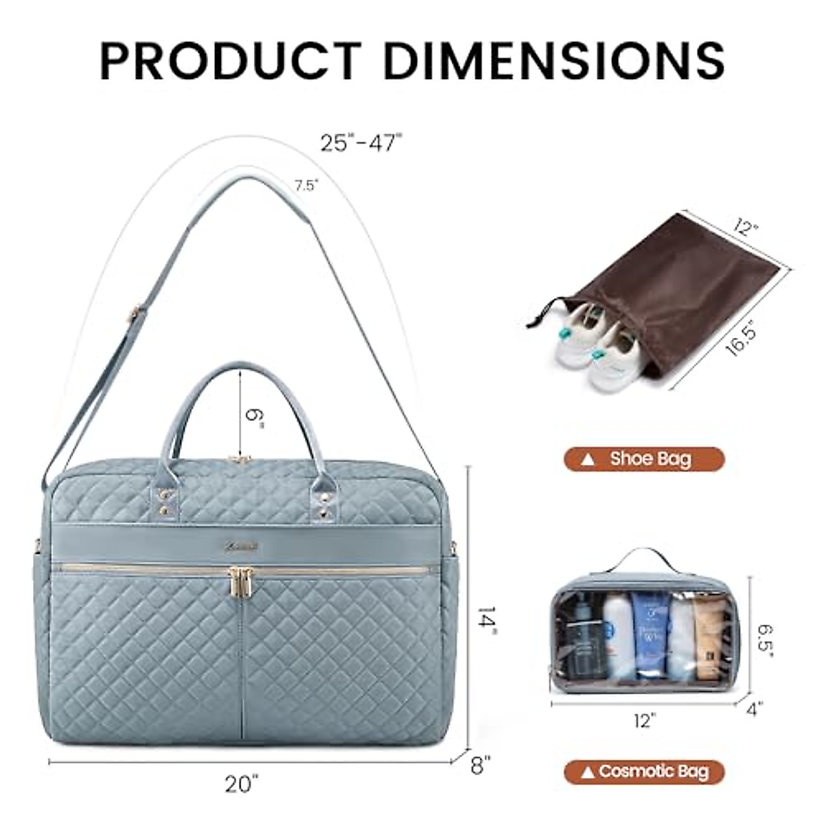 LOVEVOOK Travel Duffle Bag, Weekender Bag for Women with Toiletry Bag Shoe Bag, Carry on Overnight Bag with Laptop Compartment, Gym Duffel Bag with Wet Pocket, Hospital Bag for Labor and Delivery