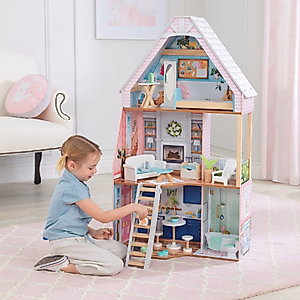 KidKraft Matilda Wooden Dollhouse with EZ Kraft Assembly™, Balcony, Movable Staircase and 23 Accessories, Gift for Ages 3+