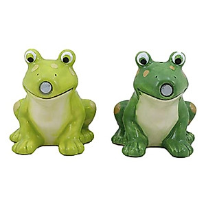 Set Of 1 Green Tree Frogs Toads Kissing Ceramic Salt And Pepper Shakers