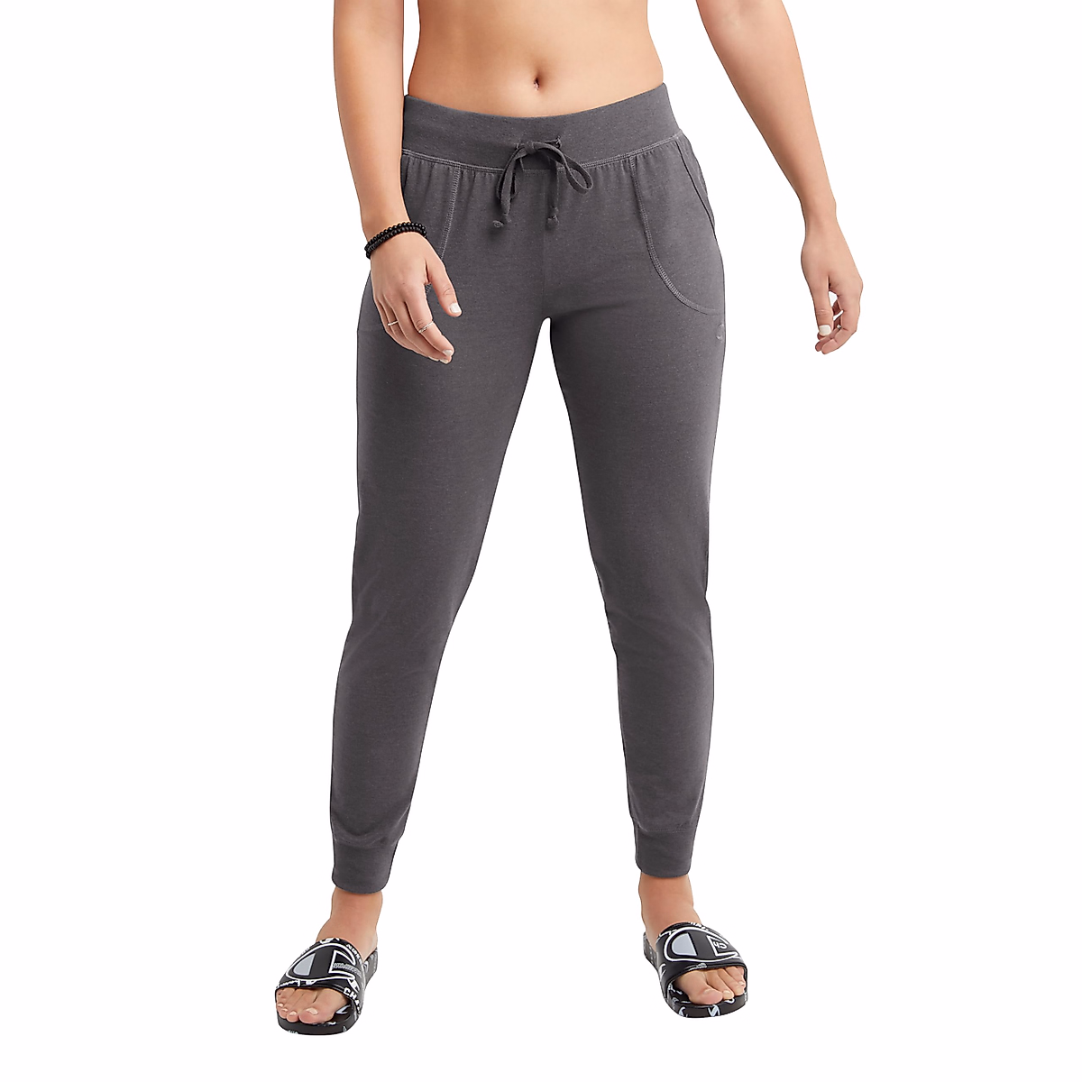 Champion Joggers, Lightweight, Comfortable Jersey Lounge Pants for Women, 29", Granite Heather, XX-Large