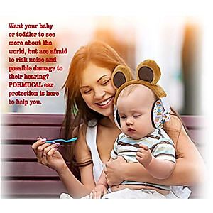 PORMUCAL Baby Ear Protection Ear muffs For 3 Months To 2+ Years Noise Reduction Hearing protection For Infant And Toddlers With Bear Ear. (Brown)