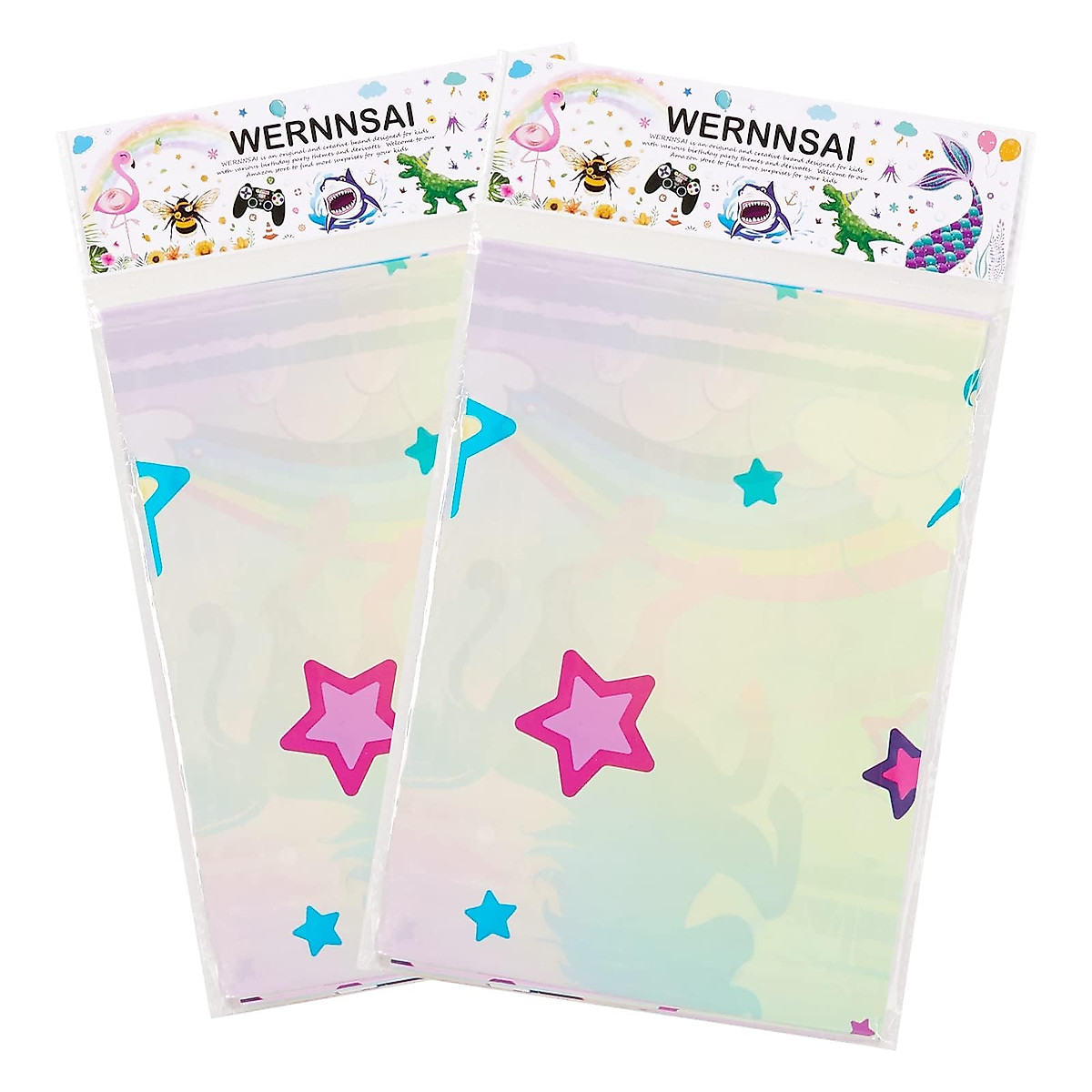 WERNNSAI Unicorn Party Tablecloth - 2 Pack Rainbow Unicorn Party Decorations 108'' x 54'' Disposable Table Cover Plastic Table Cloths for Girls Birthday Baby Shower Unicorn Themed Party Supplies