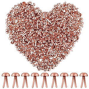 500 Pieces Paper Brass Fasteners Brass Brads Round Fasteners for Kids Craft Art Crafting School Project Decorative Scrapbooking DIY Supplies (Rose Gold, 0.3 x 0.6 Inch)