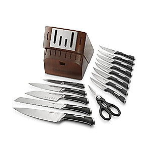 Calphalon Kitchen Knife Set with Self-Sharpening Block, 15-Piece Classic High Carbon Knives