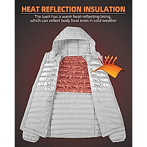 CAMELSPORTS Men's Winter Hooded Down Jacket with Thermal Heat Reflective Lining Lightweight Packable For Hiking