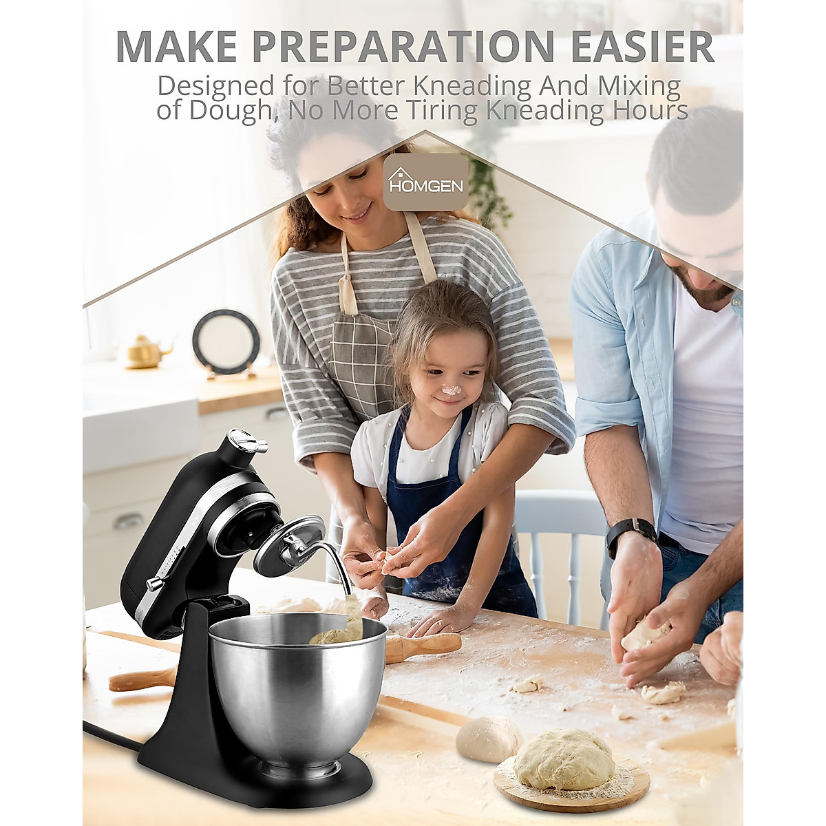 Dough Hook for Kitchenaid Mixer, HOMGEN Original Stainless Steel Spiral Dough Hook Attachment Fit for 4.5-5 QT Bowl Tilt-Head Stand Mixers Rustproof Bread Dough Hook Attachment Support Dishwasher Safe