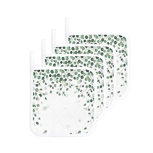 Spirng Pot Holder Set of 4 Farm Green Leaf Potholder Heat Proof Non-Slip Pot Holders,Plant Eucalyptus Hot Pads Potholders for Kitchen Cooking Baking BBQ