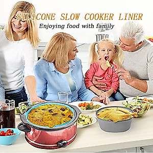 HATAK Silicone Slow Cooker Liner, Reusable Slow Cooker Silicone Liner, Suitable for Microwave, Oven, 6-7 Quart Oval Slow Cooker (Black)