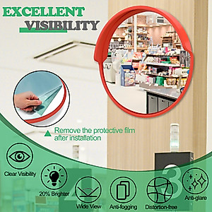 24" Security Mirror PC Convex Traffic Mirror Wide Angle Curved Safety Mirror Circular Pole Mount w/Adjustable Bracket for Outdoor Indoor Driveway Road Shop Garage Parking Lot Blind Spot Hidde