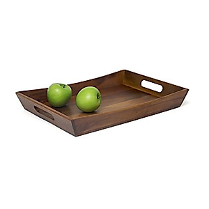 Lipper International Acacia Curved Serving Tray, 19.88" x 14" x 2.5"