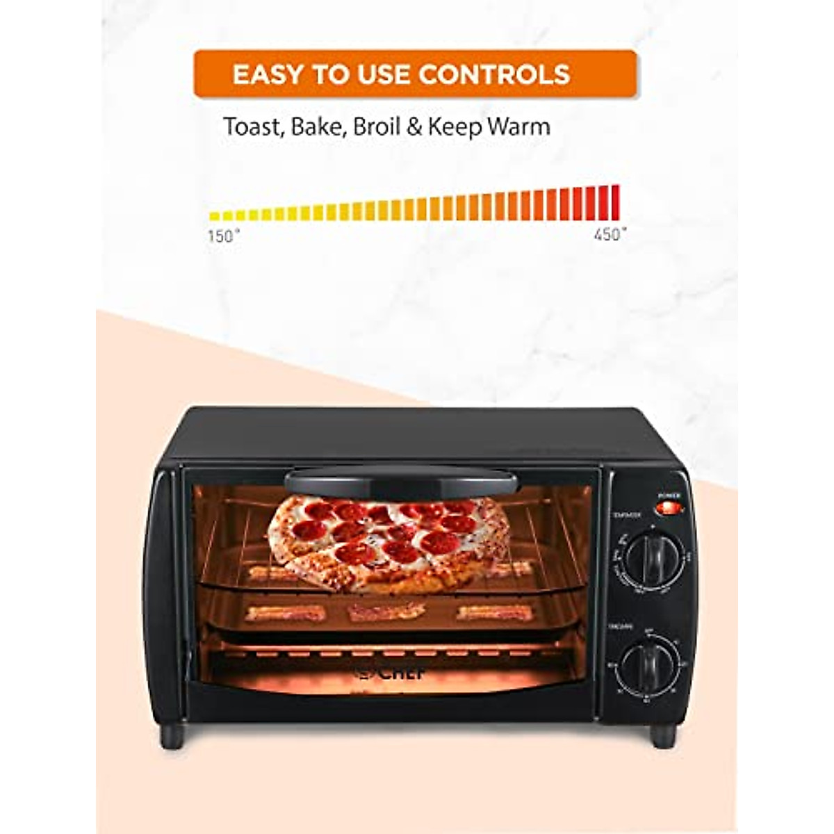 Commercial Chef 10 Liter 4 Slice Mechanical Toaster Oven