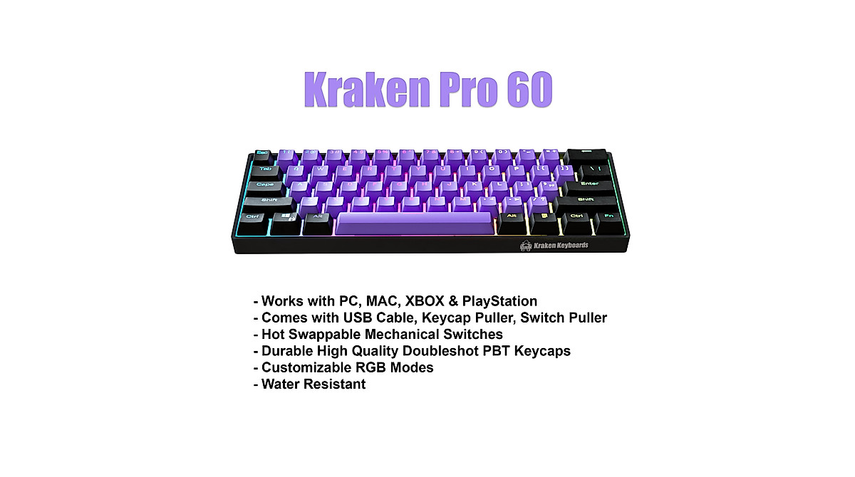 Kraken Pro 60% Gaming Keyboard - Yellow Switch Edition