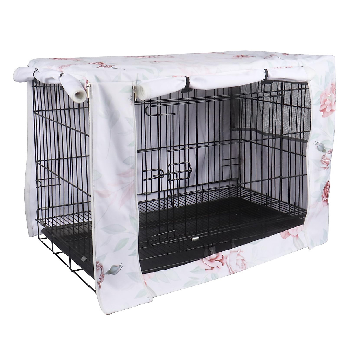 Pethiy Dog Crate Cover Durable Polyester Pet Kennel Cover Universal Fit for Wire Dog Crate - Fits Most 30 inch Dog Crates - Cover only-Flower-30