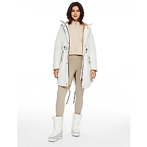 Orolay Women's Thicken Fleece Lined Parka Winter Coat Hooded Jacket with Pockets Beige M