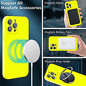 Kimguard Silicone Magnetic Case for iPhone 14 Pro Max Magsafe Case Silicone Phone Case with Microfiber Lining for iPhone 14 Pro Max 6.7 inch 2022,Yellow