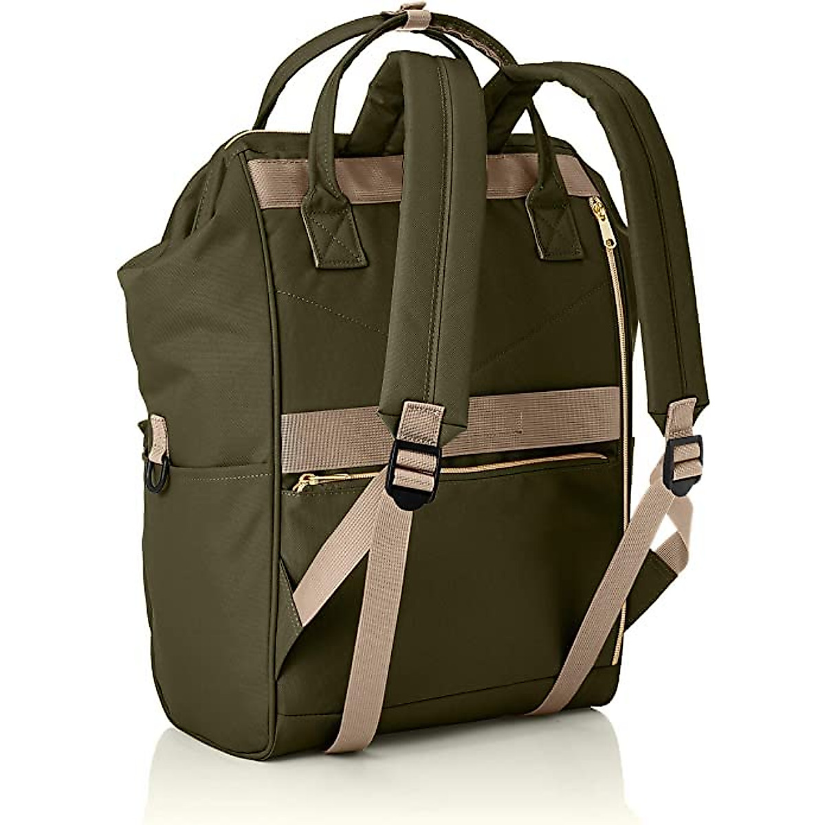 anello(アネロ) Anero ATB2521Z Backpack with Clasp, Large, A4 Base, Water Repellent, Multiple Storage, PC Storage, Olive