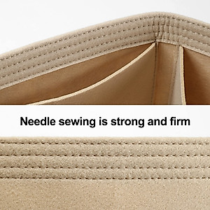 OAikor Purse Organizer Insert for Handbag Felt,Bag Shaper Insert Fit H Piction18, 6 Pockets (Beige, Small)