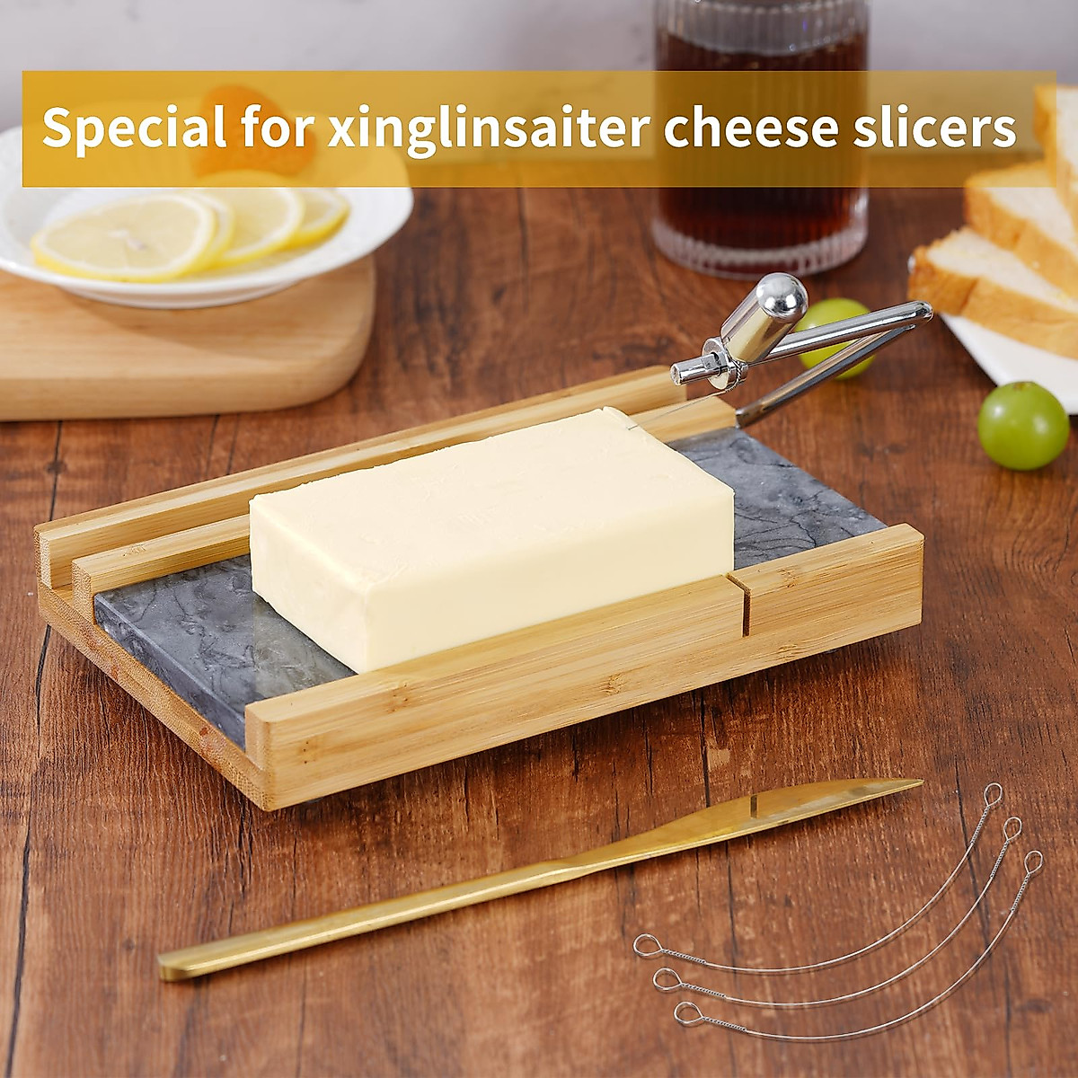 4 Pcs Cheese Slicer Wire Replacement For Marble Cheese Slicer Board,Cheese Cutter Wire for Block Cheeses Butter Cutting(Xinglinsaiter Cheese slicer Special)