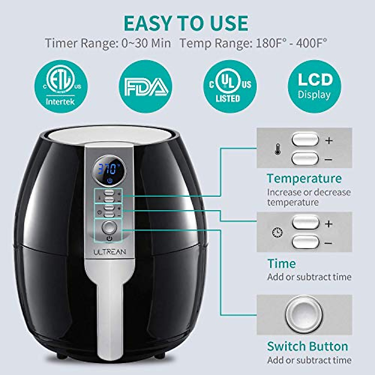 Ultrean 4.2 Quart Air Fryer and Ultrean 12.5 Quart Air Fryer Oven