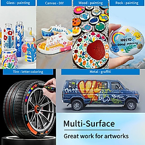 Zobbx Permanent Paint Pens Markers - 18 Colors Dual Tip Oil Based Waterproof Paint Marker for Metal Glass Plastic Wood Canvas Rock Painting, Stocking Stuffers Art and Craft Supplies
