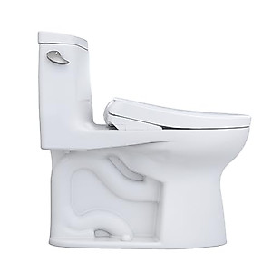TOTO WASHLET+ UltraMax II One-Piece Elongated 1.28 GPF Toilet with Auto Flush WASHLET+ S7A Contemporary Bidet Seat, Cotton White - MW6044736CEFGA#01